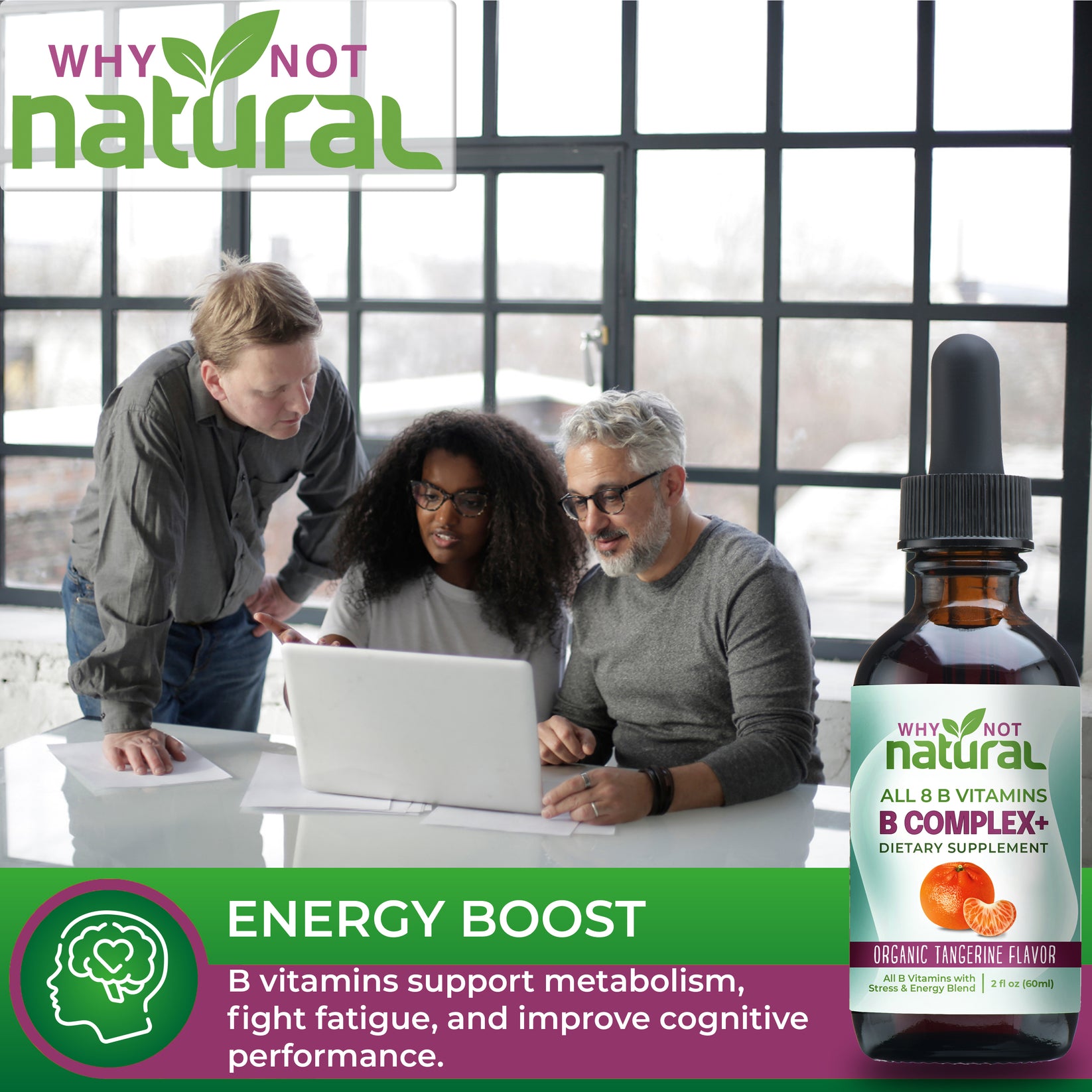 B Complex Liquid: All 8 B Vitamins plus Natural Stress and Energy Blen ...